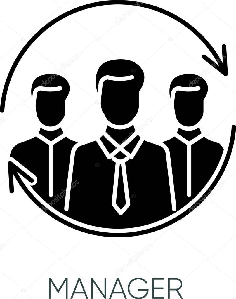 "Manager icono de glifo negro. Organización empresarial, símbolo de ...