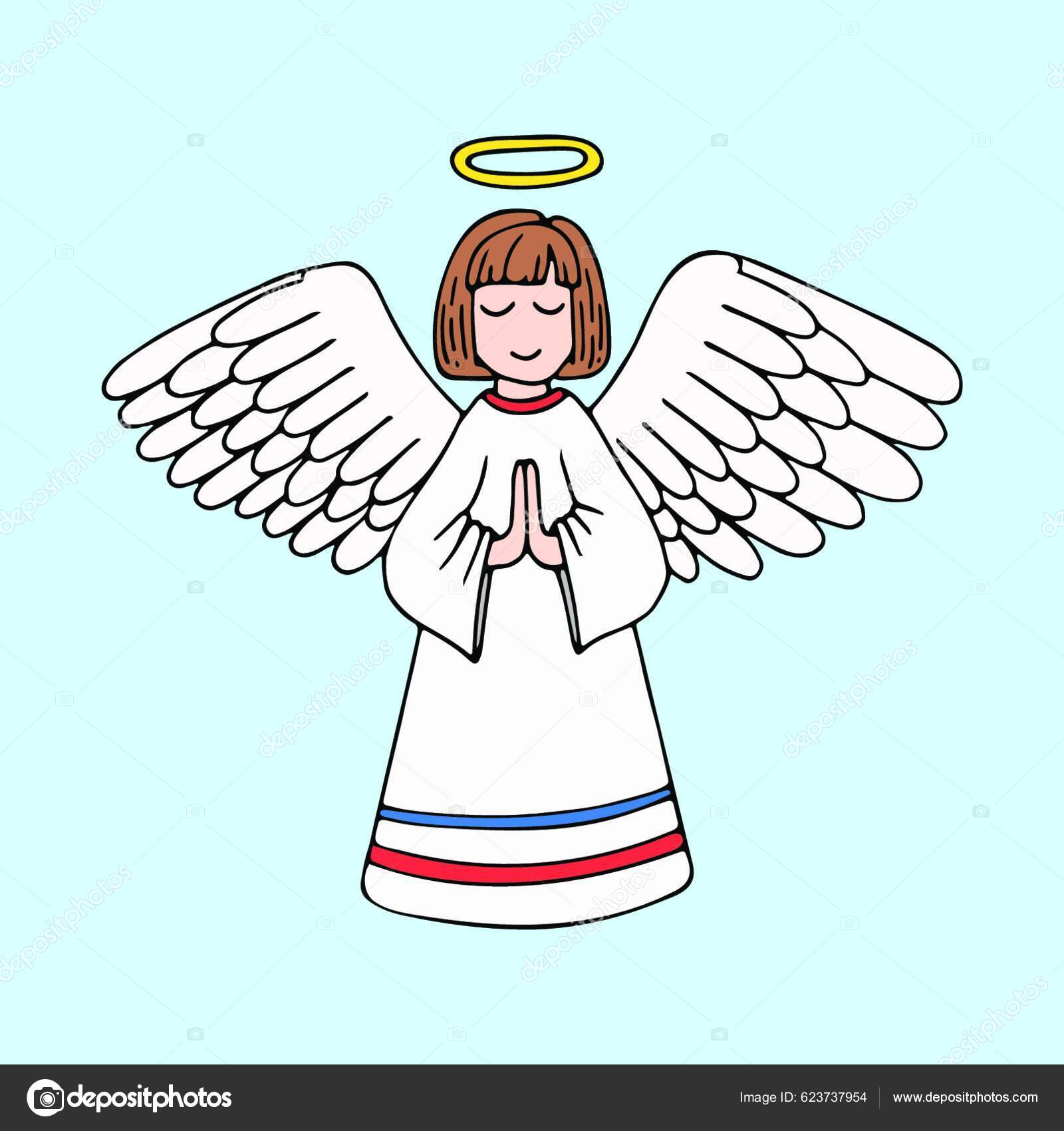 Angel Prays Peace Holy Guardian Angel Heaven Religious Symbol Request ...
