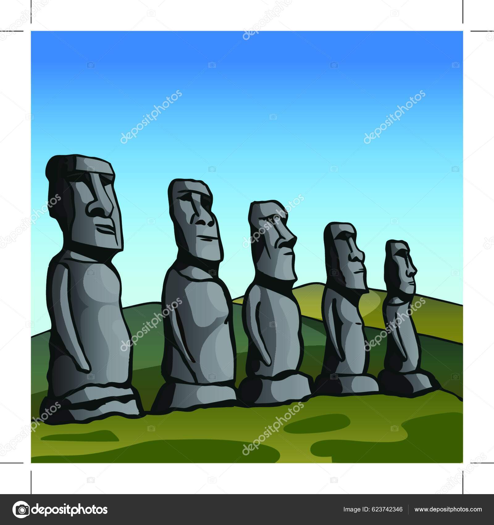 Easter Island Stone Idols Stock Vector Image by ©YAY_Images #623742346