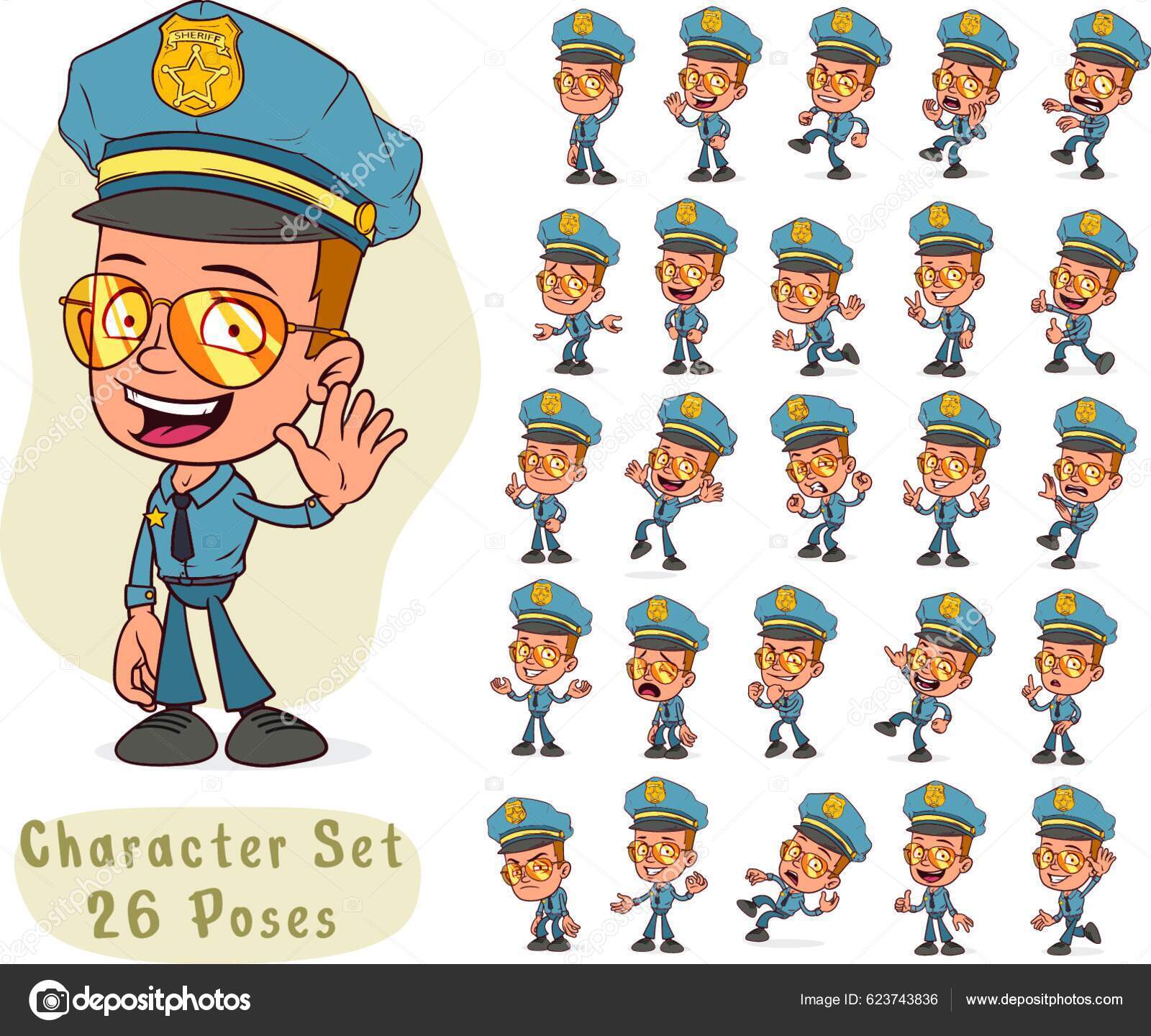 Cartoon Police Boy Big Set Animation Stock Vector by ©YAY_Images 623743836
