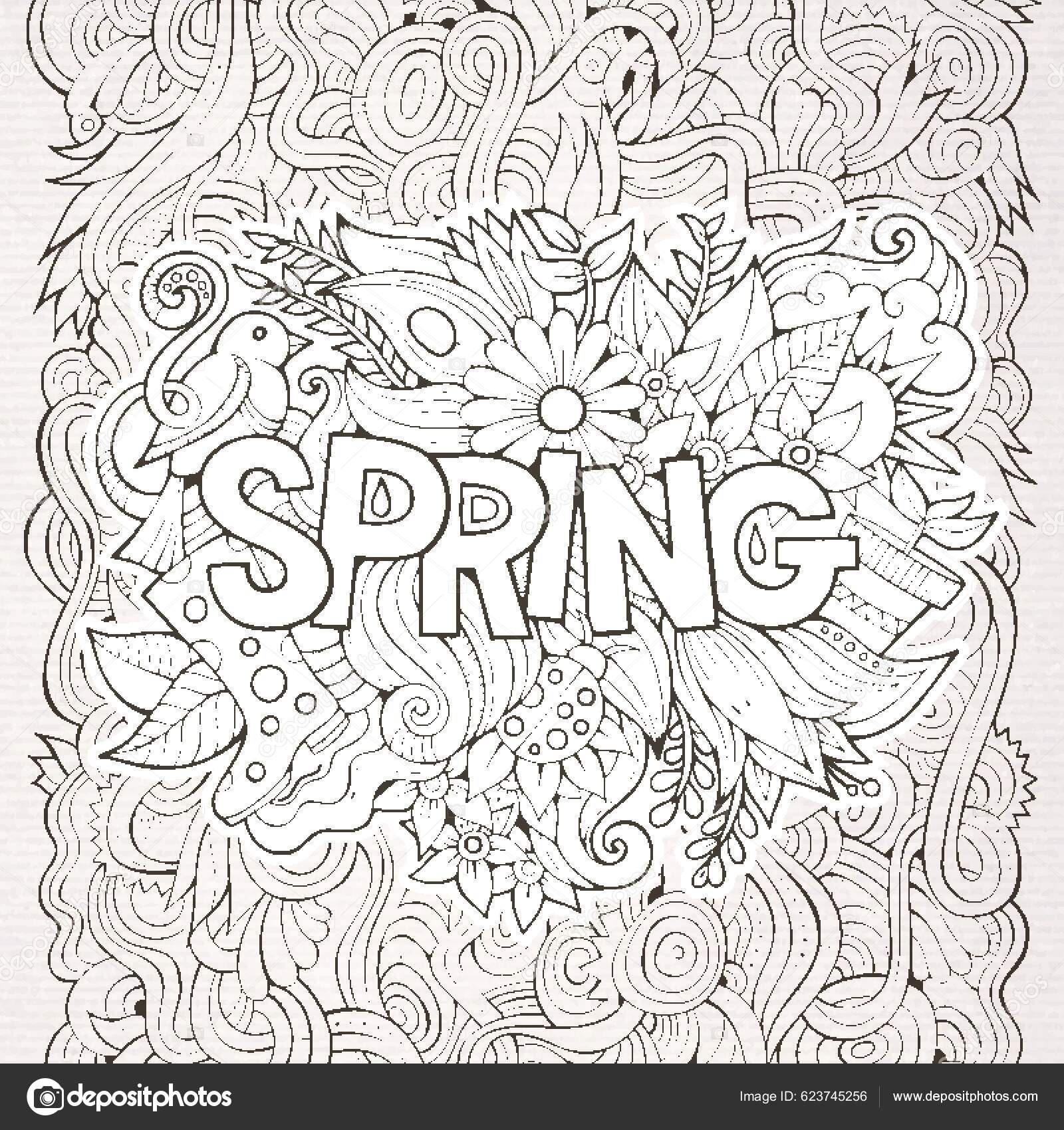 Spring Hand Lettering Doodles Elements Stock Illustration by ©YAY ...
