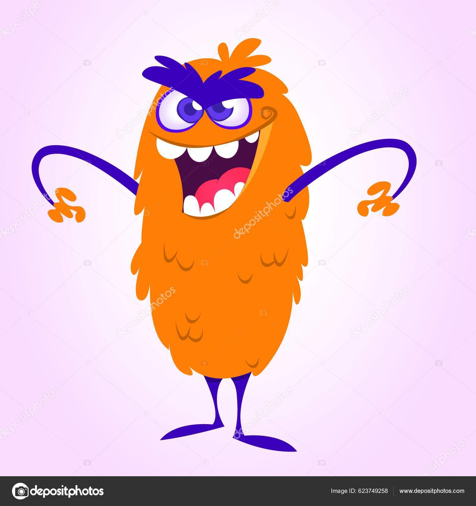 Glada Monster Seriefigur Vektorillustration Orange Monster Halloween ...