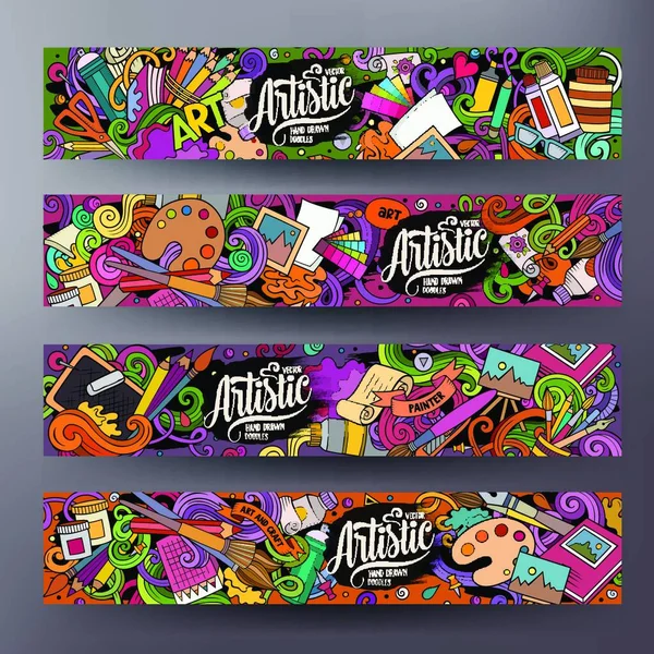 Dibujos Animados Lindo Vector Colorido Dibujado Mano Garabatos Banderas ...