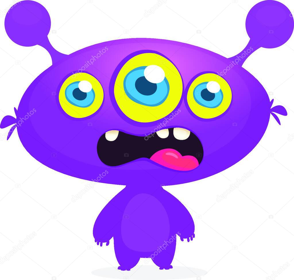 Divertido alien gena de dibujos animados. Ilustraci n vectorial de criatura monstruo lindo 2024