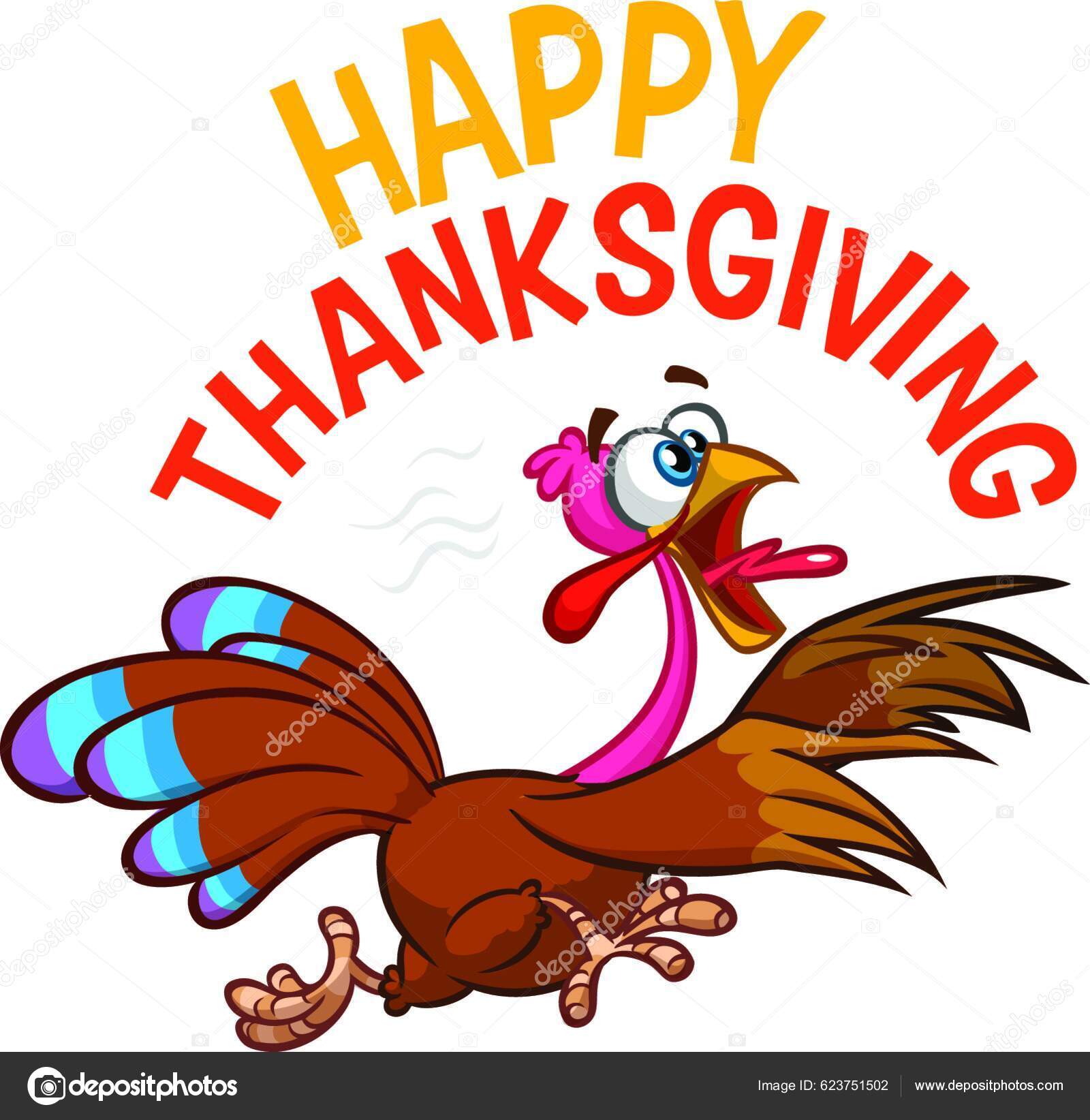 Cartoon Happy Cute Thanksgiving Turkey Bird Vector Illustration Design ...