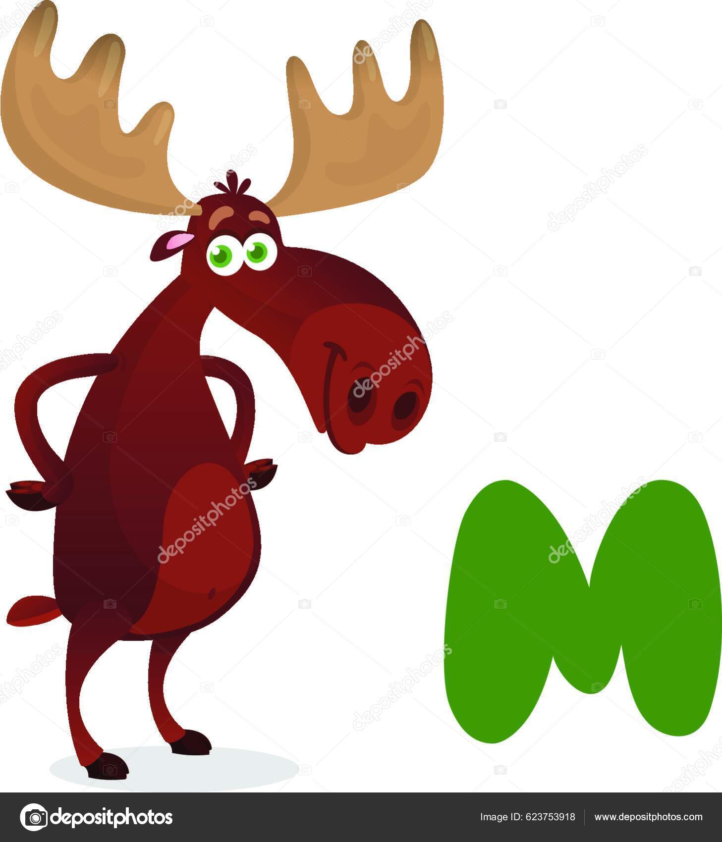 Illustrator Letter Moose' Mooser Animal Alphabet Collection Vector ...