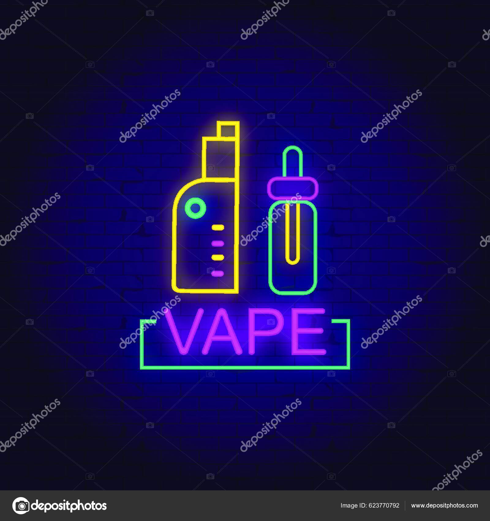 Vape Shop Logo Neon Vector Rainbow Liquids Concept Vape Neon Stock ...