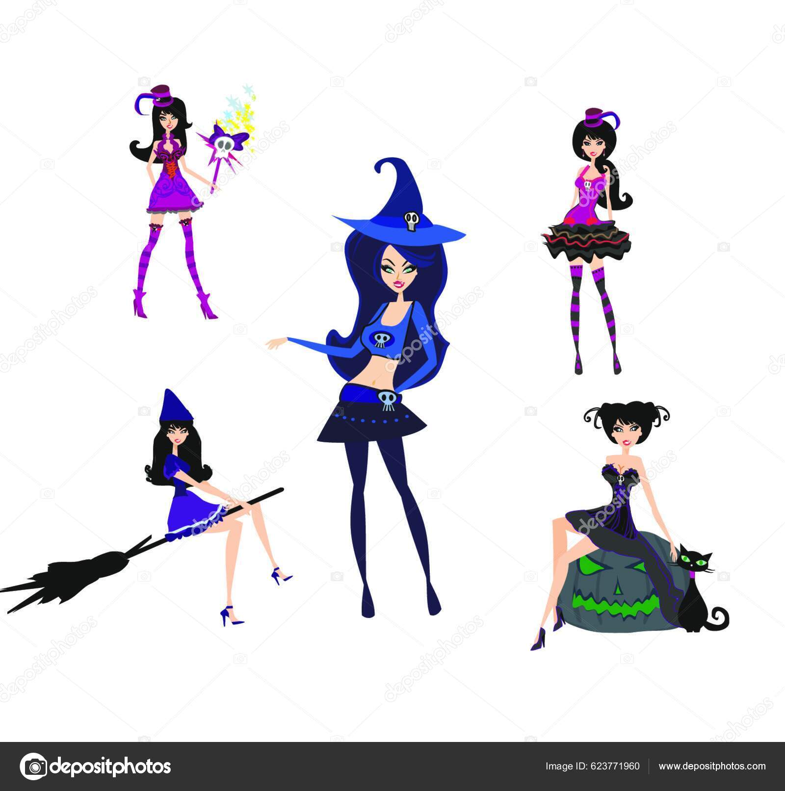 Illustration Group Witches White Background Stock Vector by ©YAY_Images ...