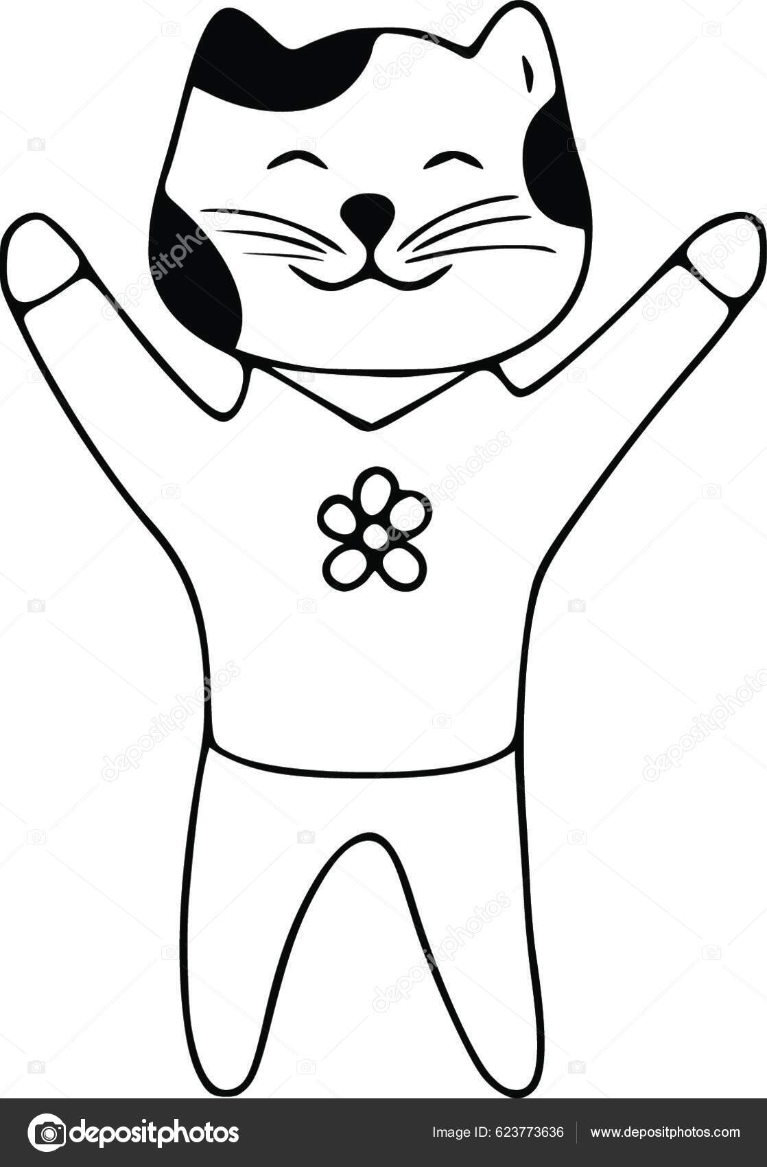 Happy Cat Doodle Icon Cute Pets Vector Art White Background Stock ...