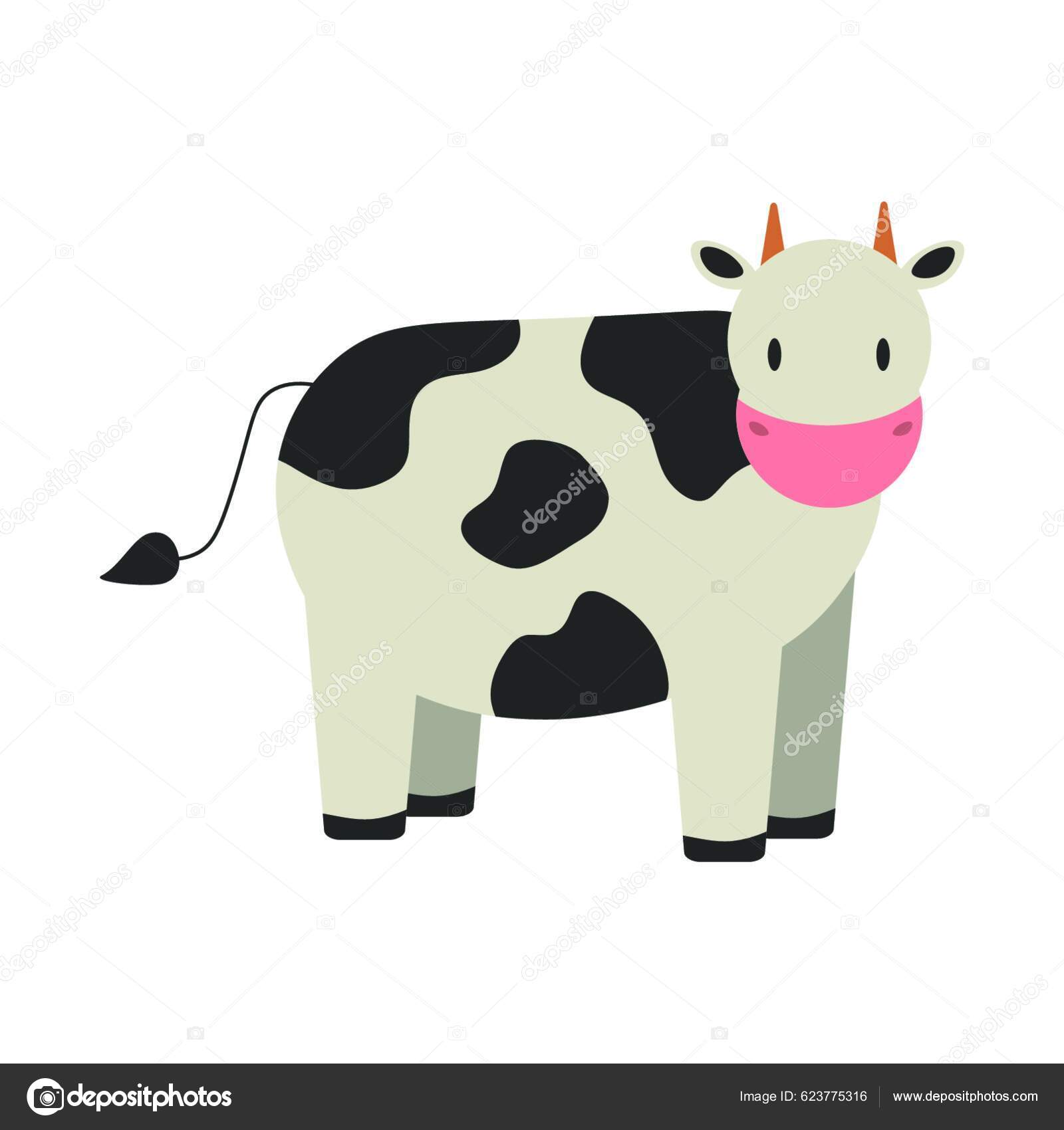 Ilustración Estilo Plano Vectorial Vaca Aislado Sobre Fondo Blanco Icono Vector de stock ...