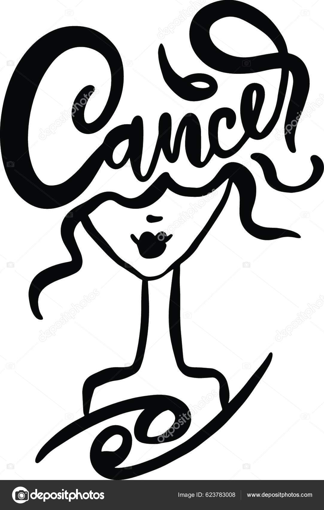 Zodiac Sign Cancer Girl Sketch Abstract Vector Illustration Stock
