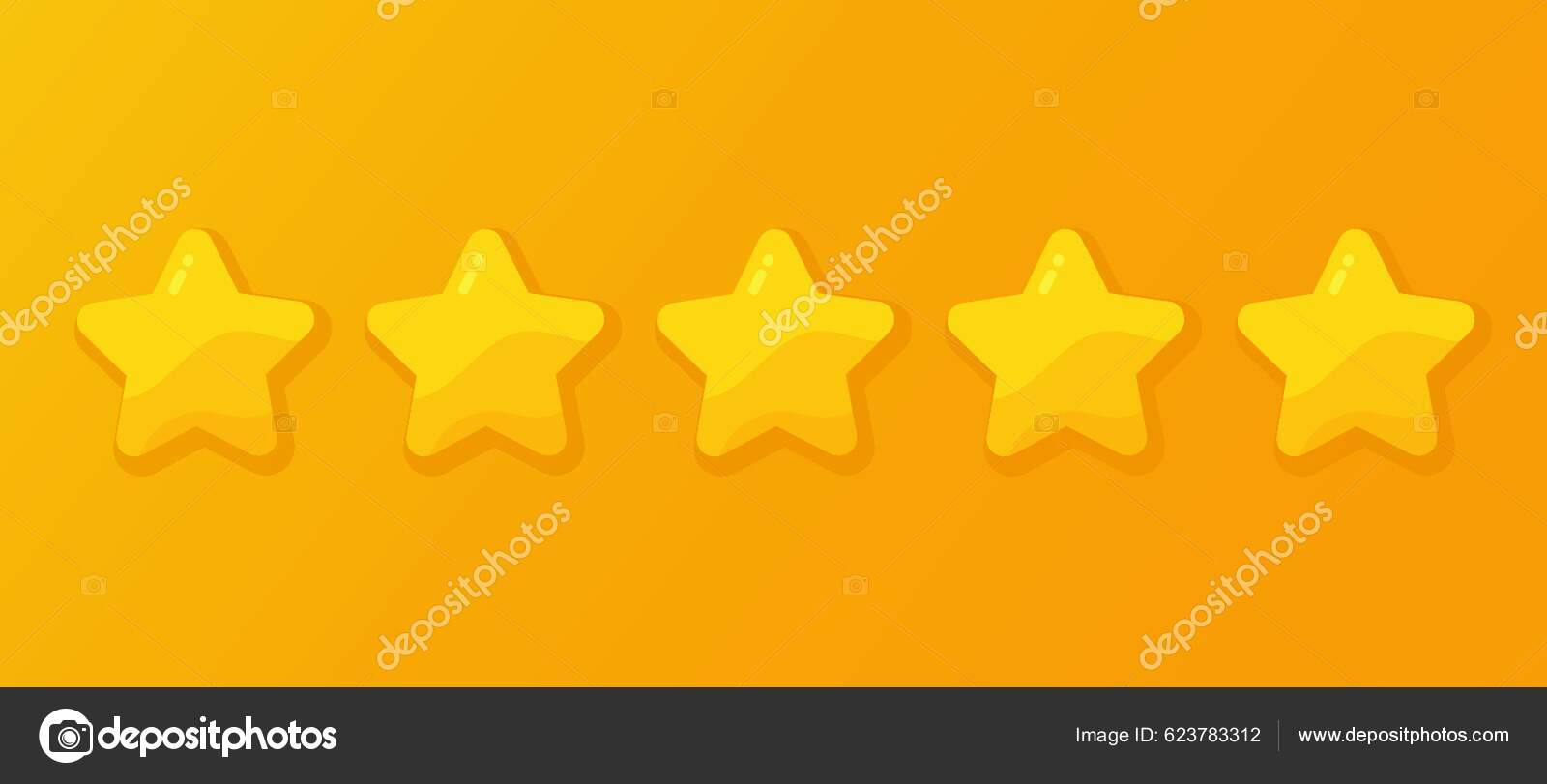 Five Star Quality Rating Vector Illustration Isolated Yellow Background ...