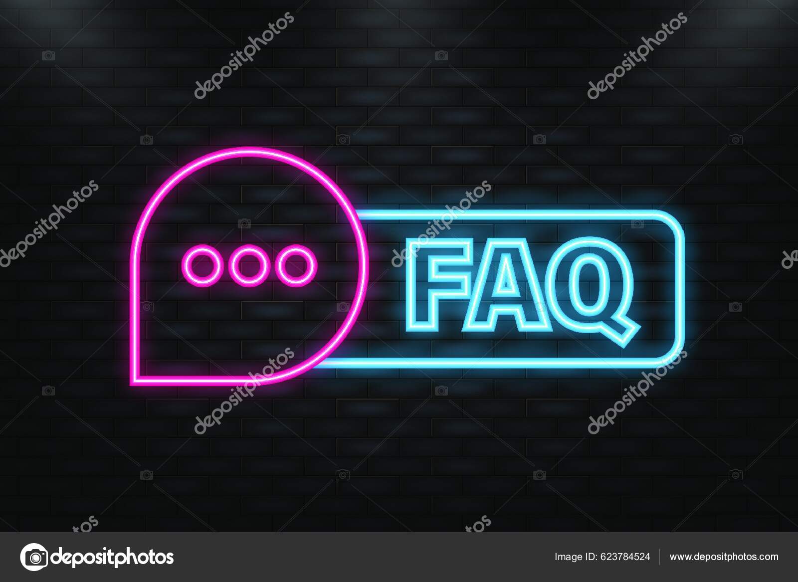 Neon Icon Frequently Asked Questions Faq Label Stock Vector by ©YAY ...
