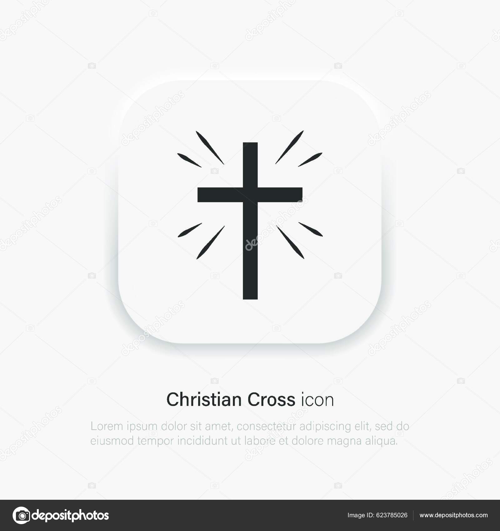 Icono Vector Cruzado Cristiano Cruz Con Los Rayos Símbolo Estilo Vector ...