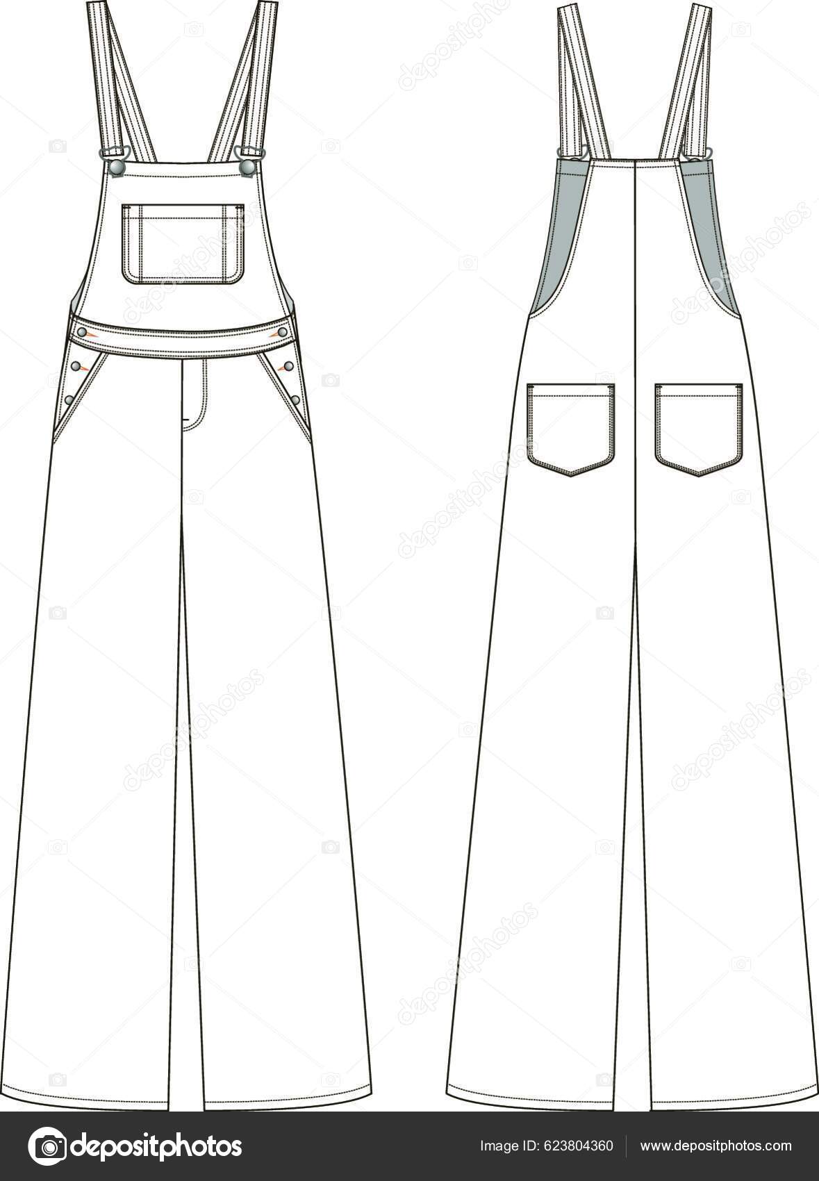 Overall Vector Sketch Illustration Casual Women Clothes Stock Vector ...