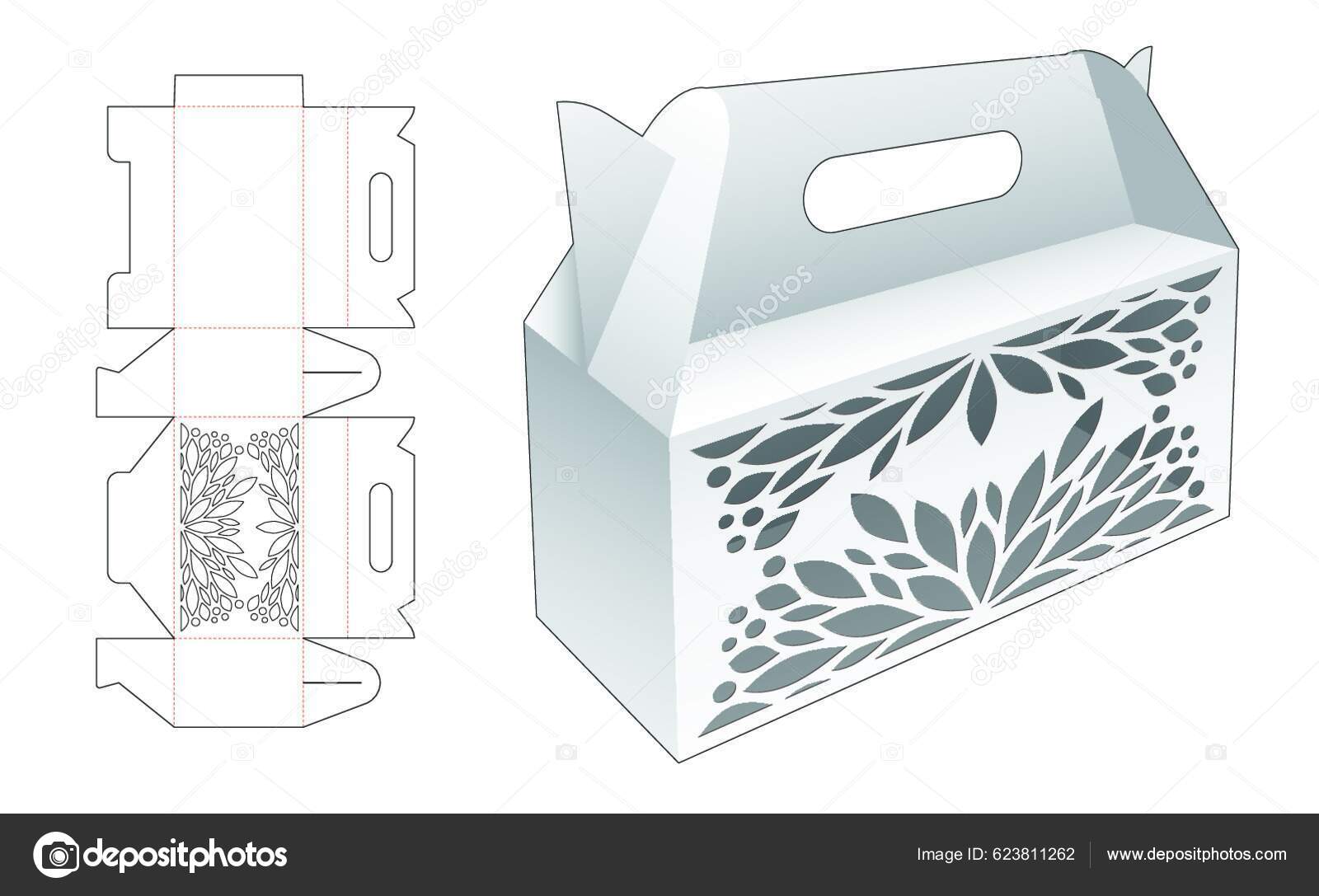 Plantilla Troquel Caja Mango Con Plantilla Cartón Maqueta Vector de ...