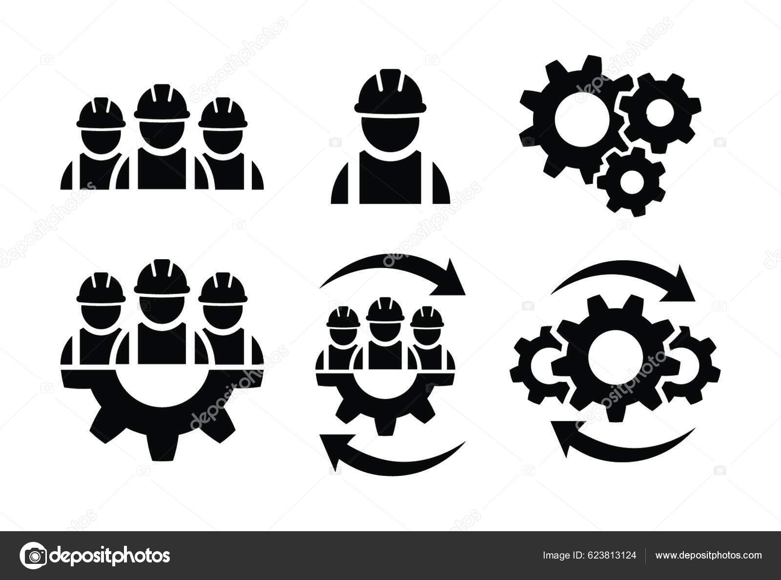 Construction Workers Icon Set Building Contractor Stock Vector by ©YAY_Images 623813124