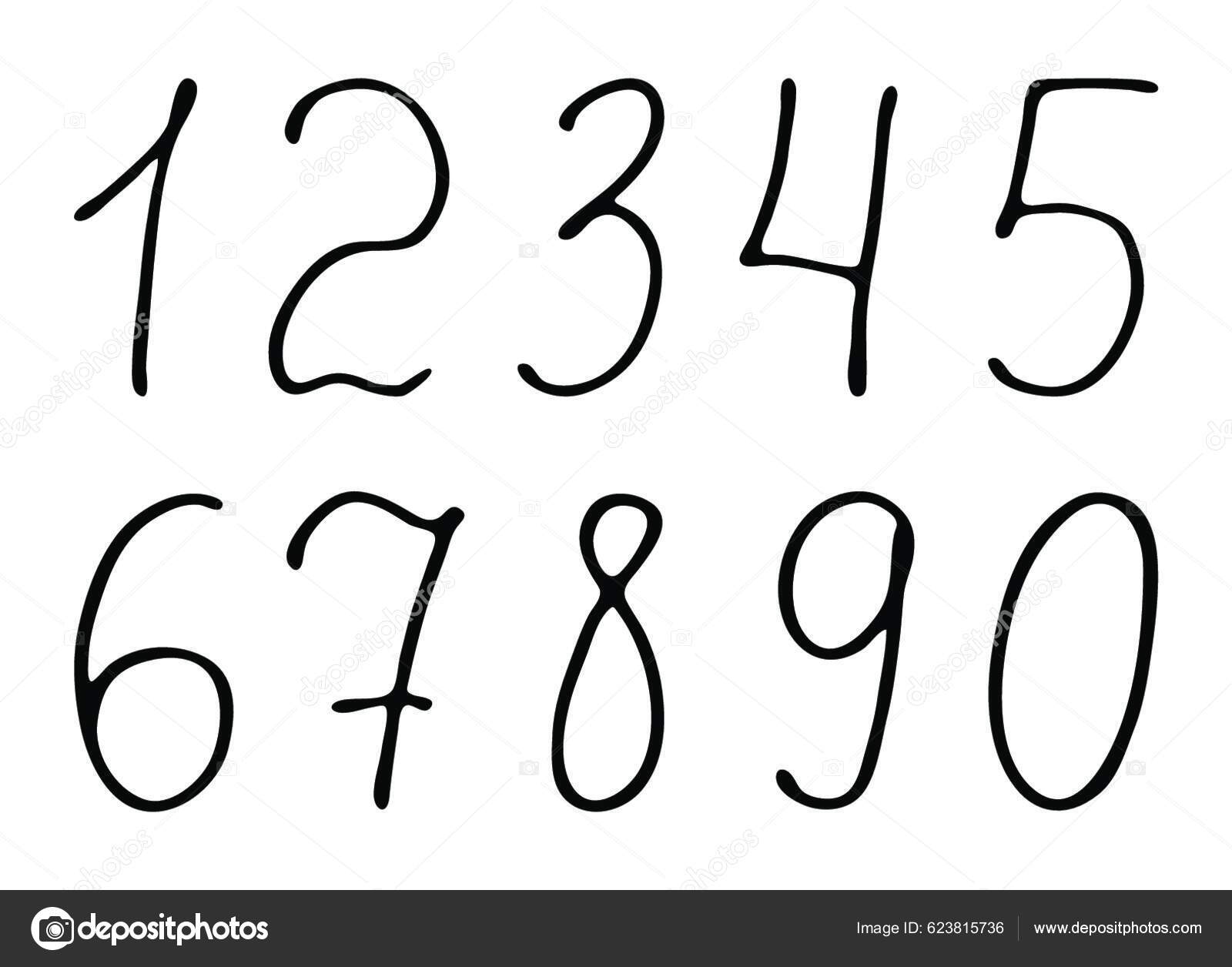 Handwritten Numbers Vector Line Art Stock Vector Image by ©YAY_Images ...