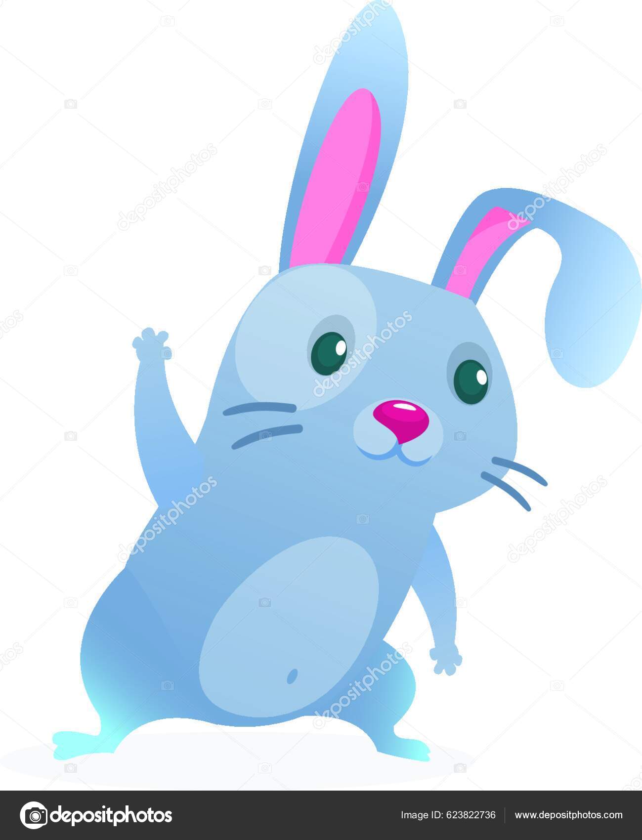 Roztomilý Kreslený Králíček Sedí Farmářská Zvířata Vektorová Ilustrace ...