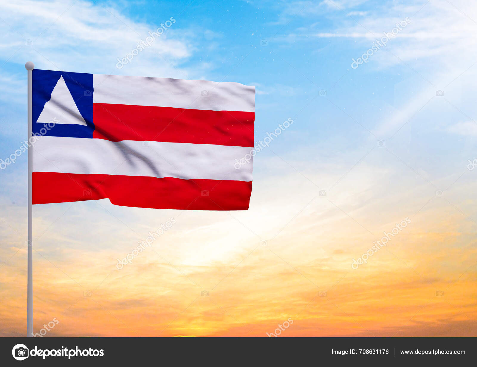 Illustration Bahia Flag Extended Flagpole Background Beautiful Sky ...
