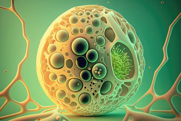 Human cell under magnification, covid 19, illustration, 3d render ...