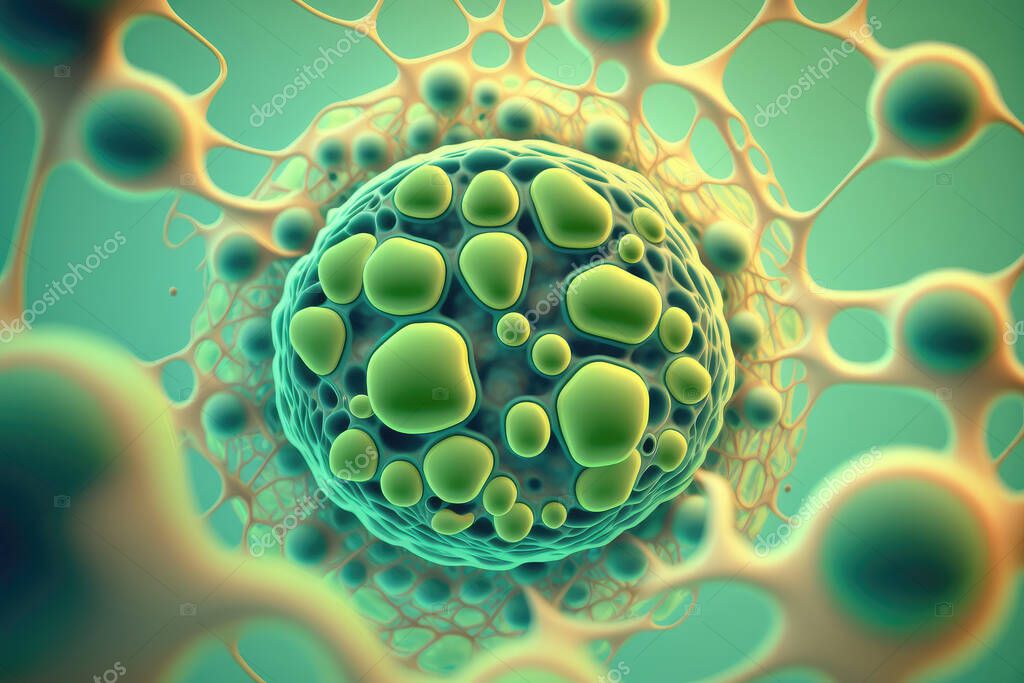 Human cell under magnification, covid 19, illustration, 3d render ...