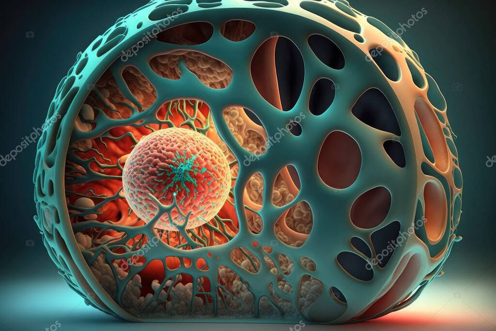Human cell under magnification, illustration, 3d render. Illustration ...