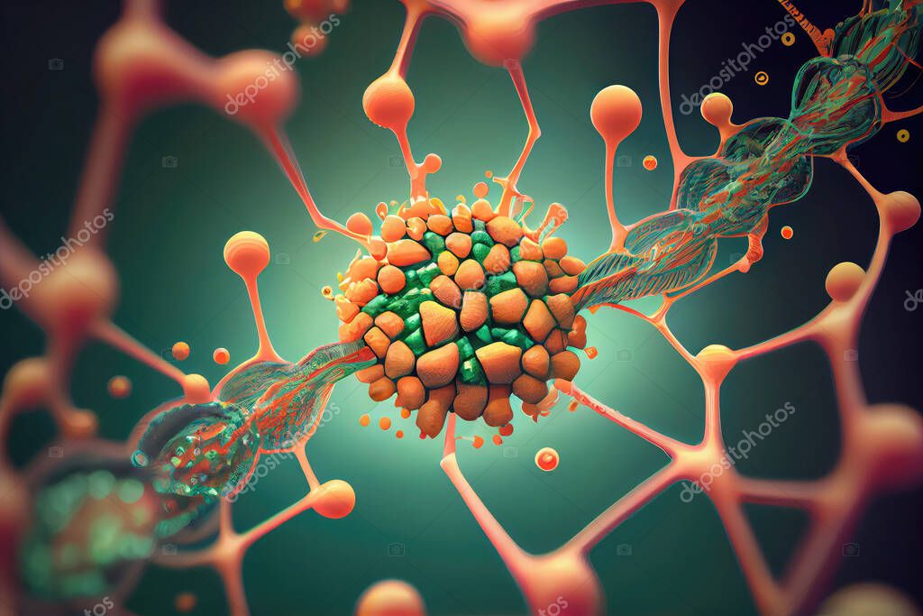 Human cell under magnification, illustration, 3d render. Illustration ...