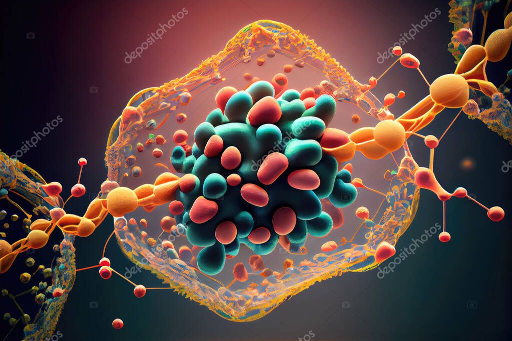 Human cell under magnification, illustration, 3d render. Illustration ...