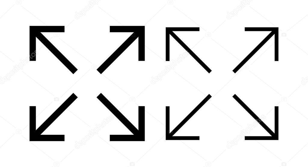 Icono de pantalla completa ilustración vectorial. Expanda a signo y ...