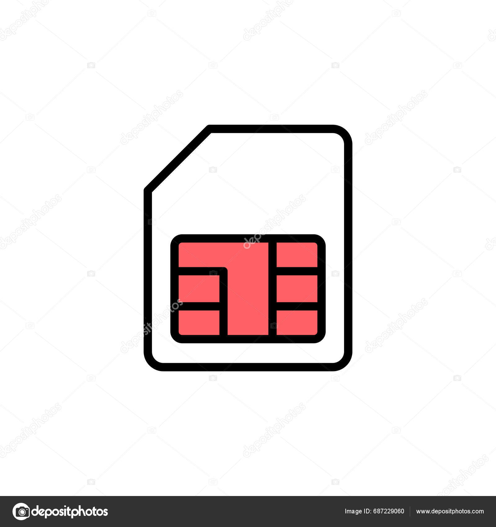 Sim Card Icon Set Illustration Dual Sim Card Sign Symbol Stock Vector ...