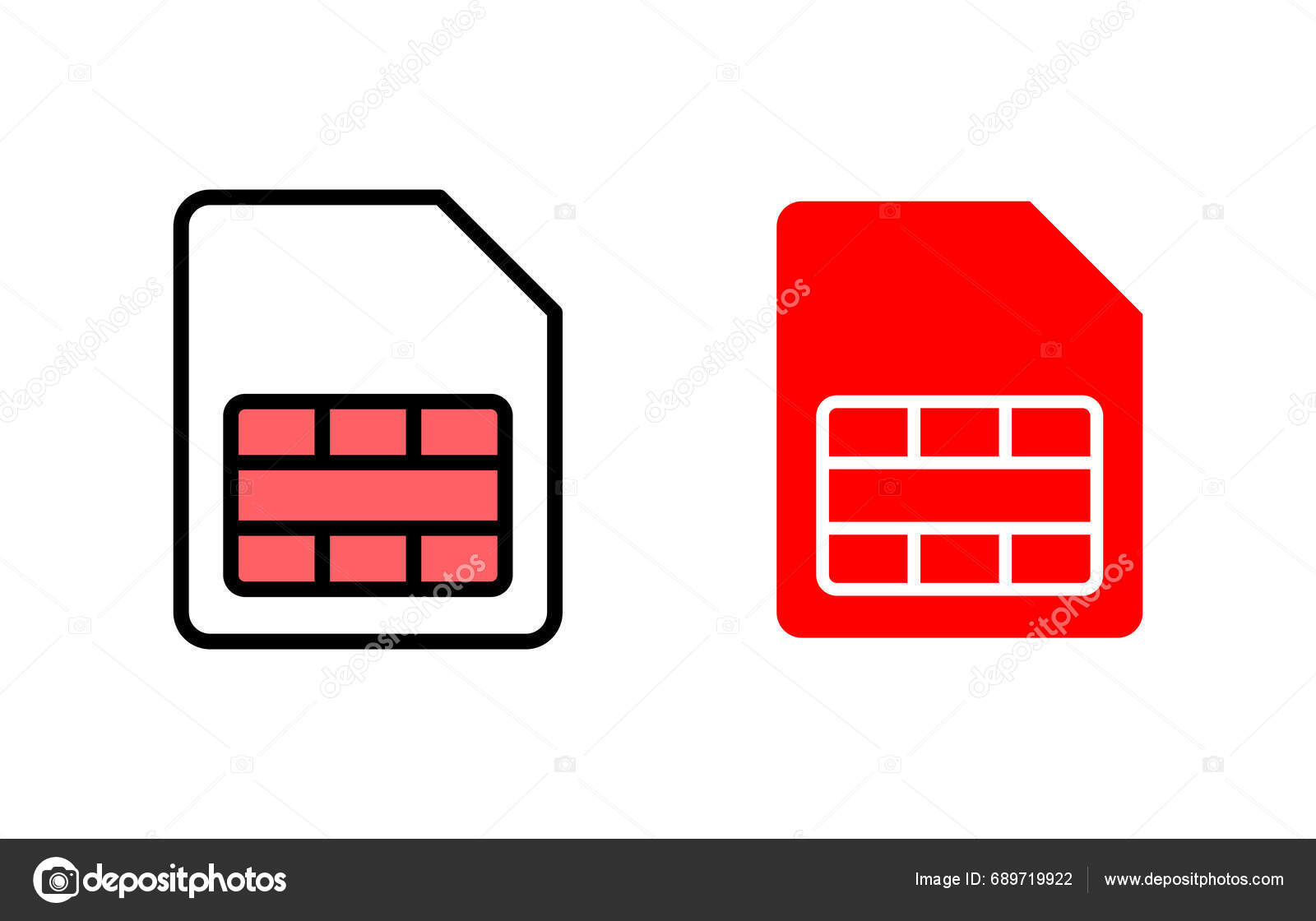 Sim Card Icon Set Illustration Dual Sim Card Sign Symbol Stock Vector ...