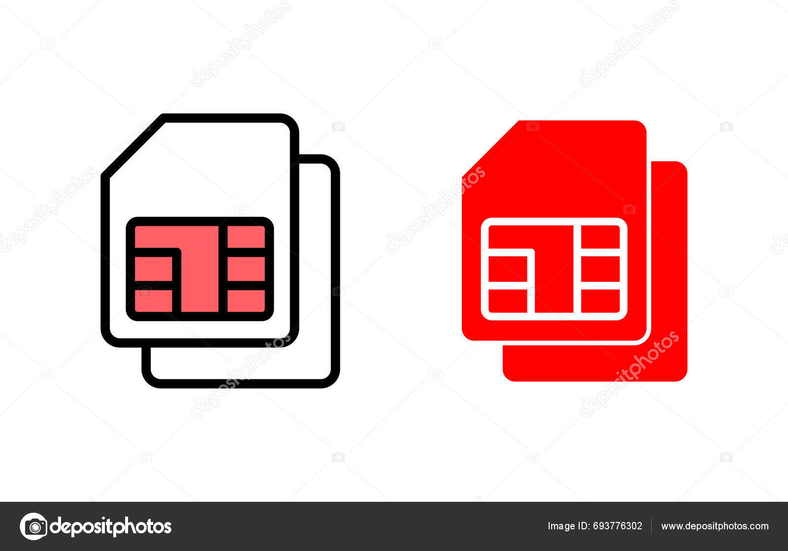 Sim Card Icon Set Illustration Dual Sim Card Sign Symbol Stock Vector ...