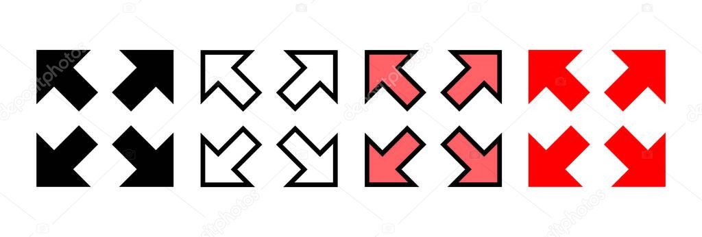 Icono de pantalla completa ilustración vectorial. Expanda a signo y ...