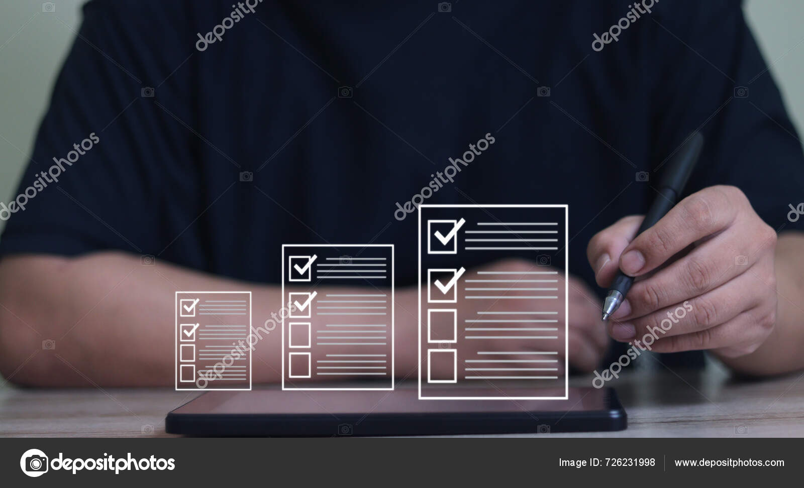 Business Survey Form Concept Businessman Checking Marks Checklist ...