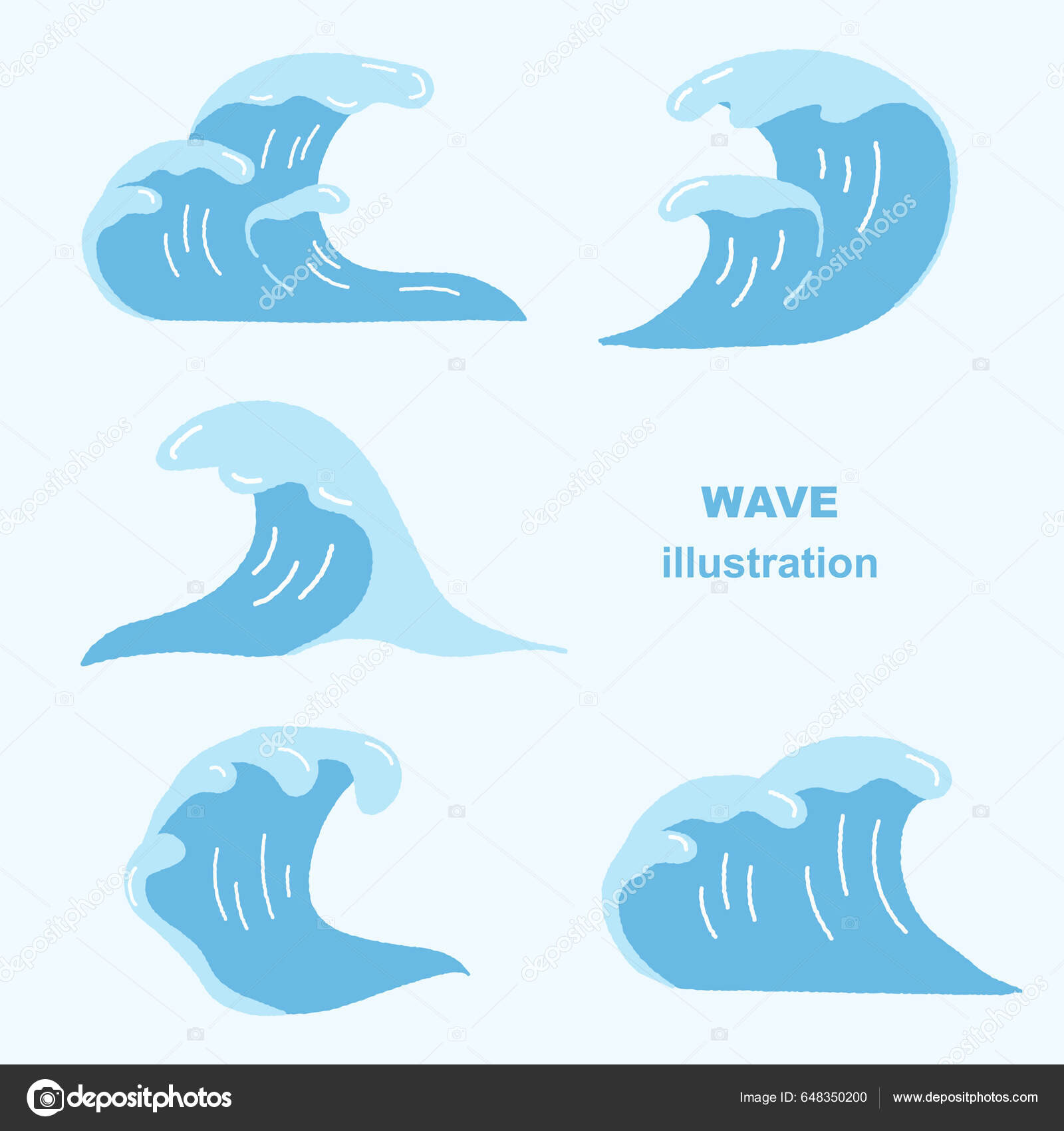 Hand Drawn Illustration Waves Stock Vector by ©chiin 648350200