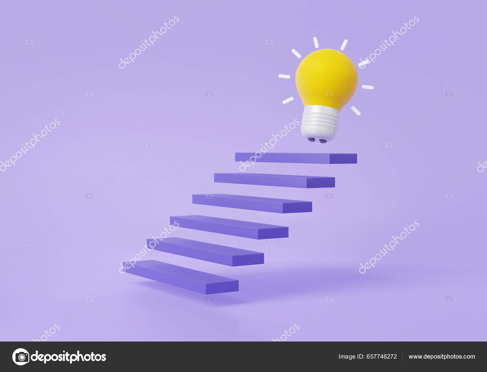 Idea Target Successful Concept Yellow Lightbulb Staircase Strategy Step ...