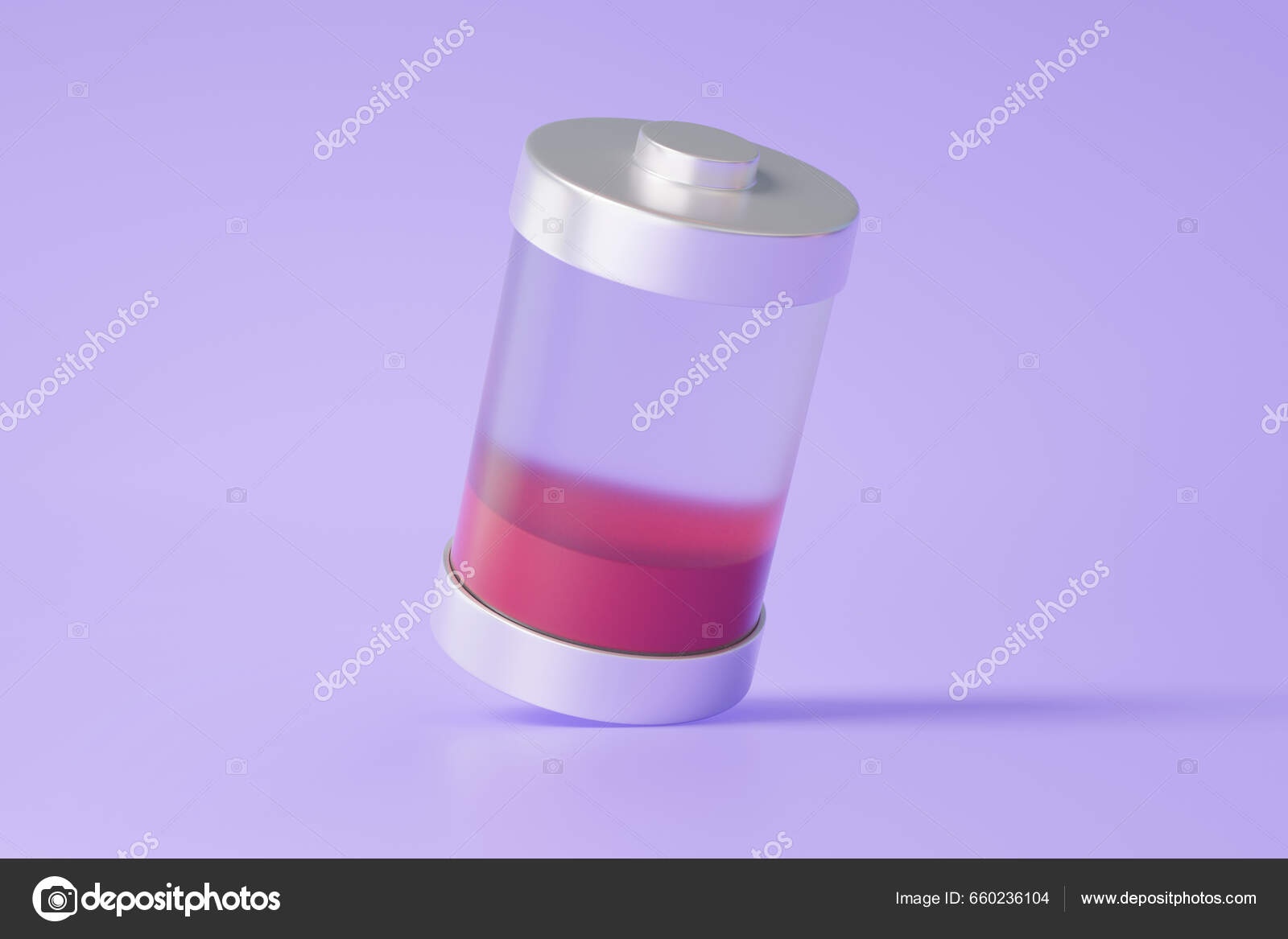 Icon Low Battery Red Status Isolated Purple Background Level Battery ...