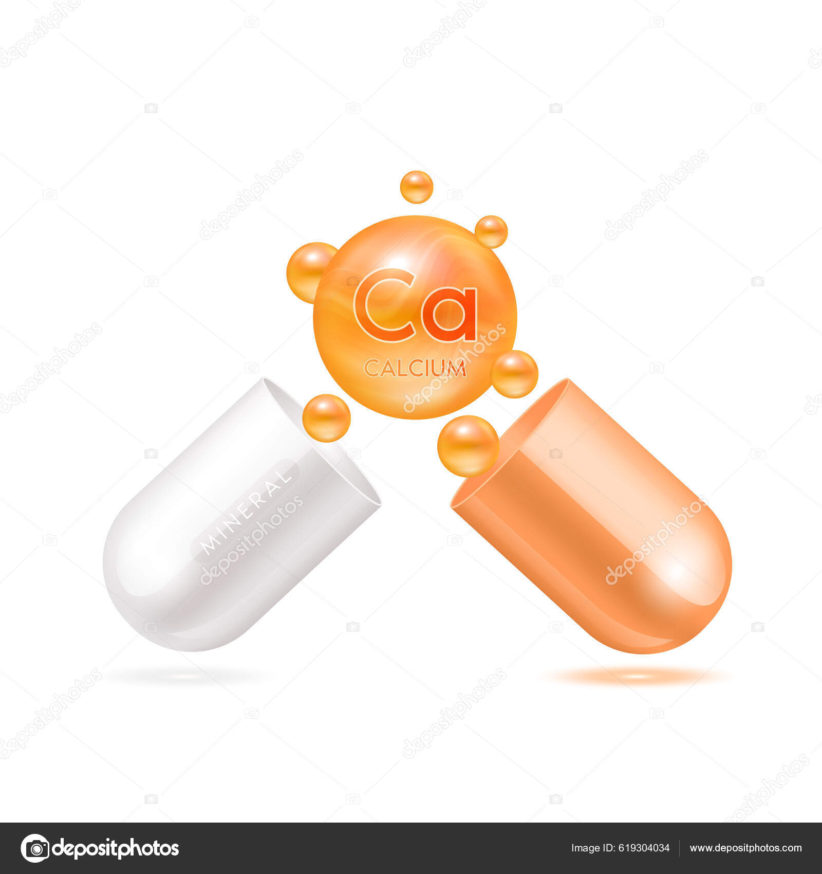 Calcium Mineral Capsule Orange Isolated White Background Vector Eps10 ...