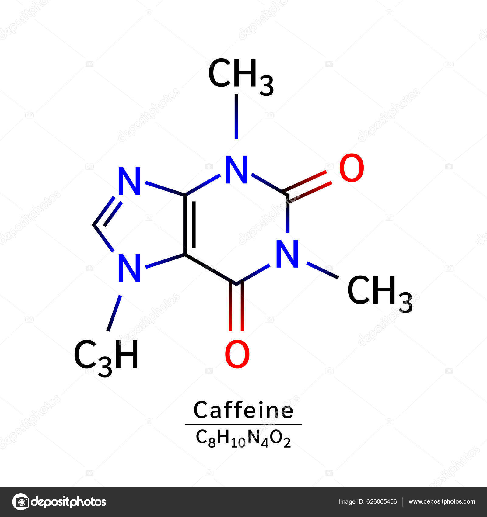 Fórmula Química Estrutural Cafeína Isolado Fundo Branco Cafeína ...