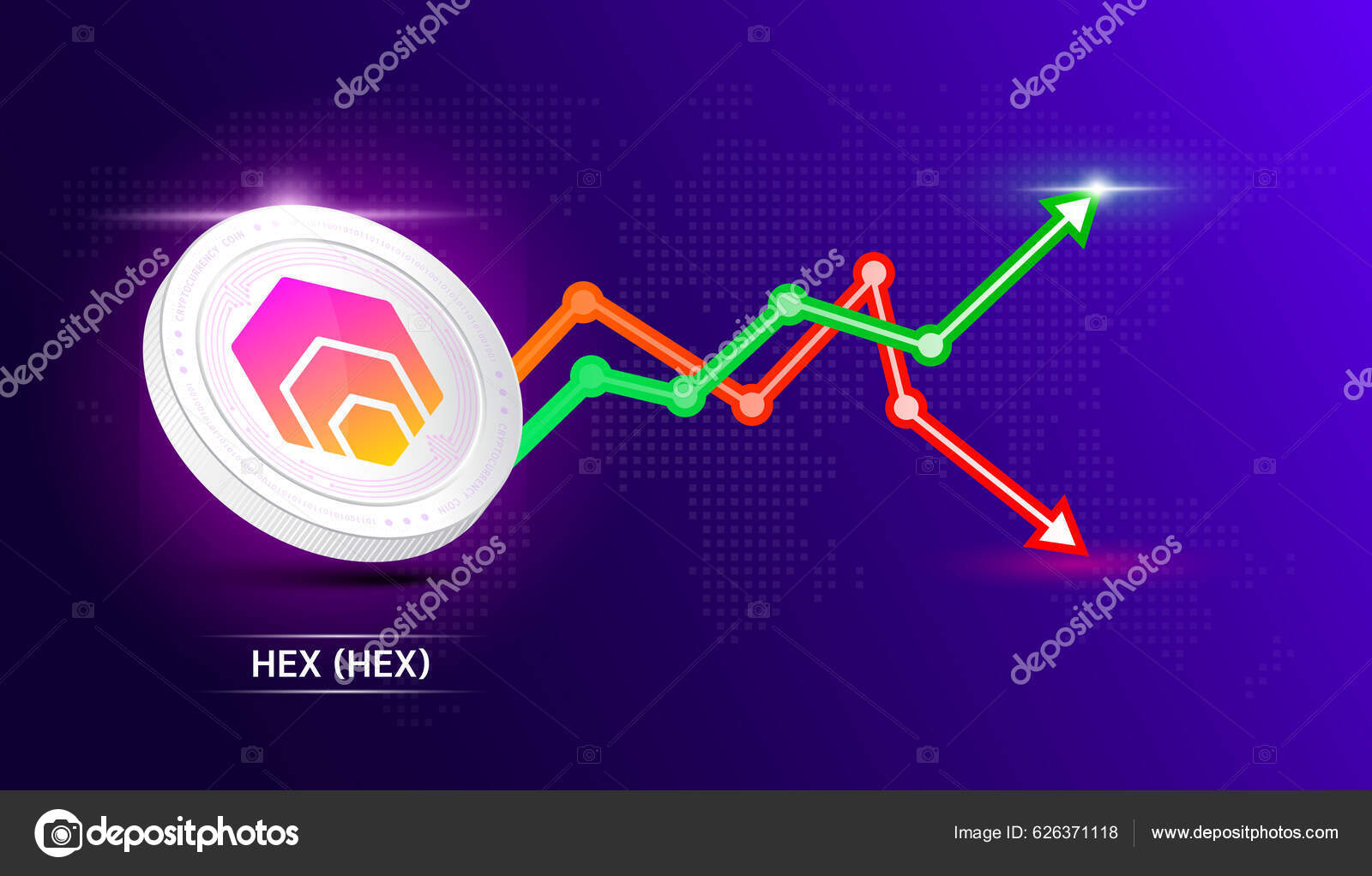 Hex Coin Cryptocurrency Token Symbol Stock Market Investment Trading ...
