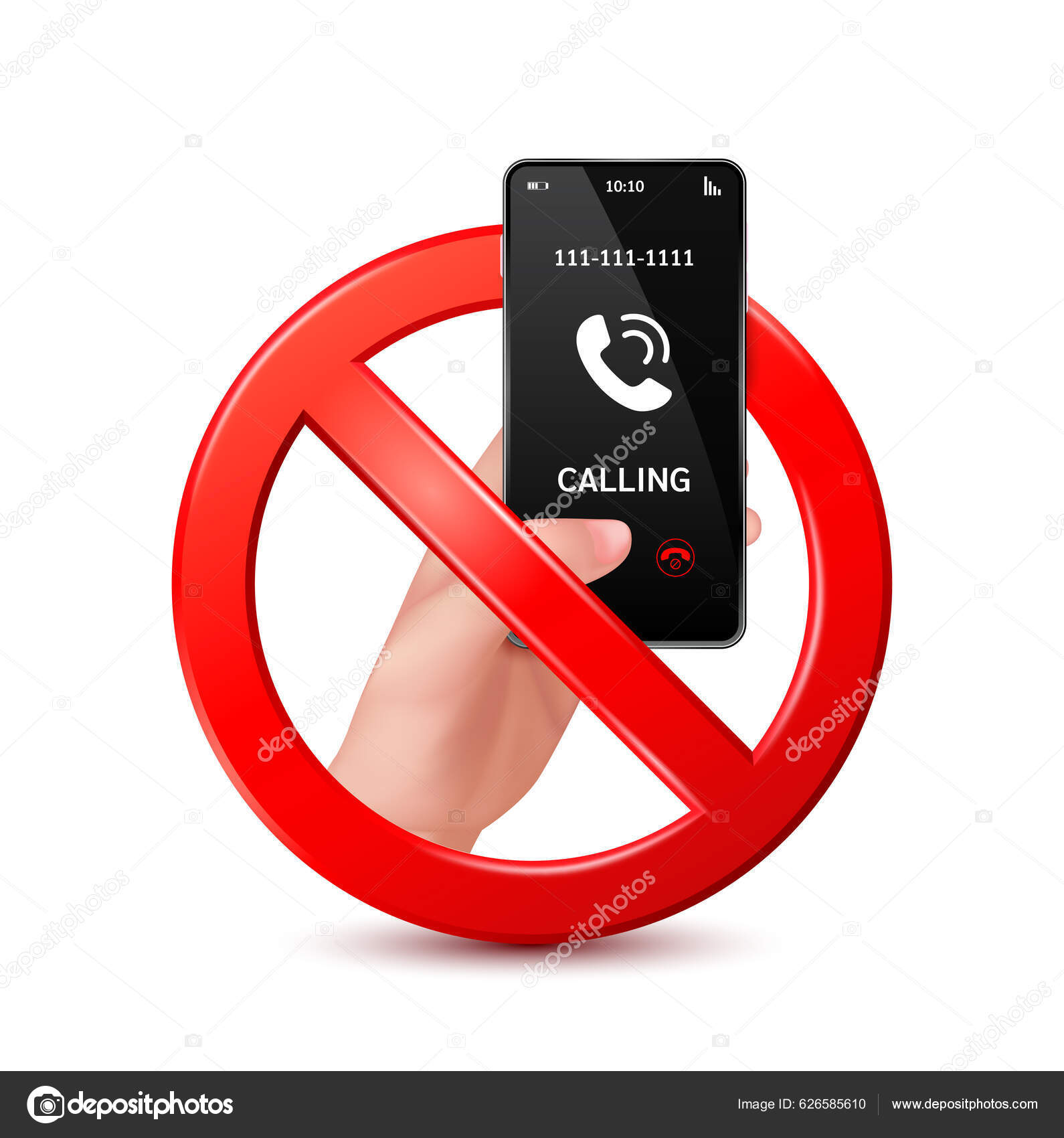 Mobile Phone Prohibition Sign Red Isolated White Background Don't Use ...