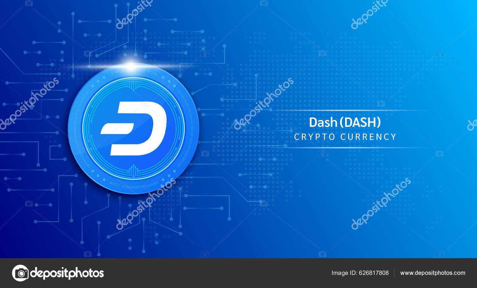 Dash Coin Cryptocurrency Token Symbol Crypto Currency Stock Market Investment Stock Vector Image ...