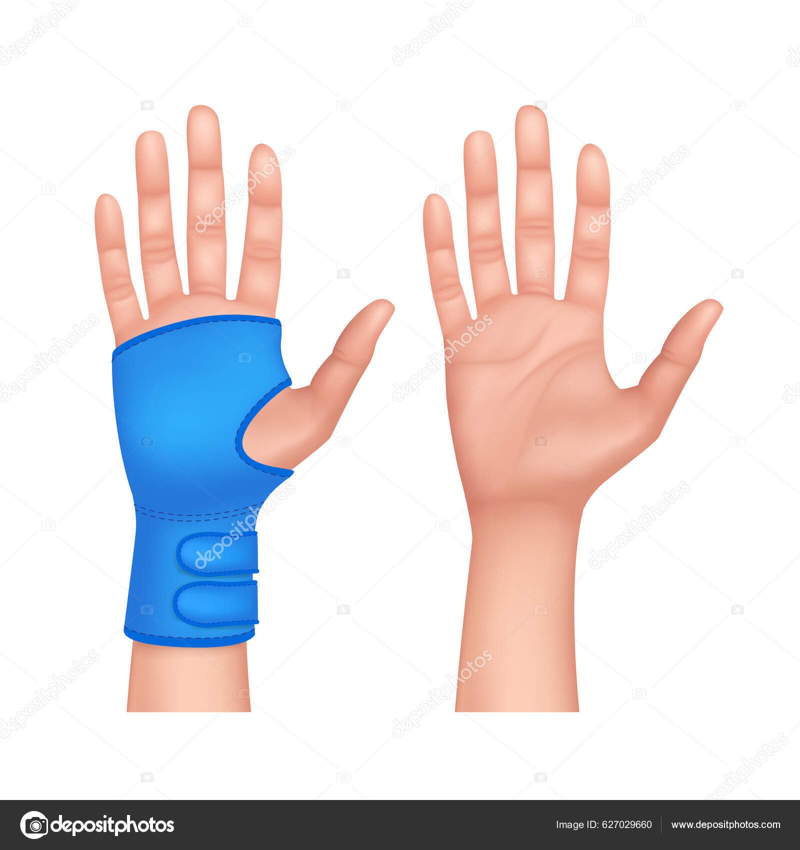 Plastic Two Sided Finger Splint Two Convenient Hook Loop Straps Stock ...