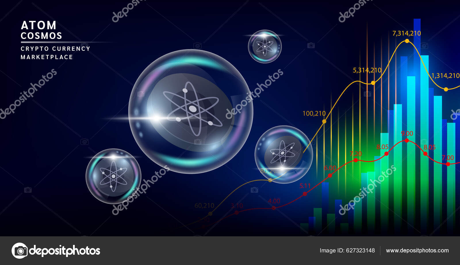 Cosmos Coin Token Soap Bubble Abstract Futuristic Technology Stock ...