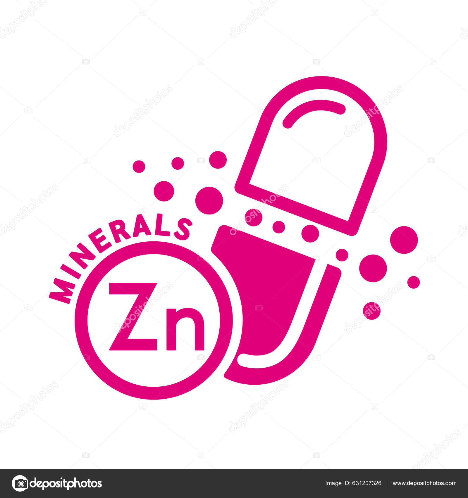 Minerals Zinc Icon Capsule Pink Form Simple Line Isolated White Stock ...