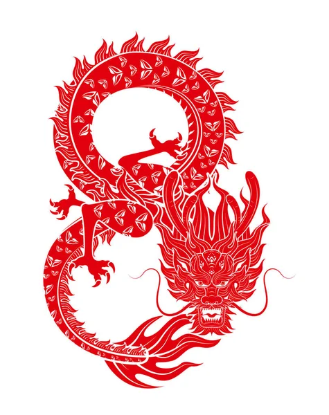 Traditional Chinese Dragon Gold Zodiac Sign Isolated Red Background ...