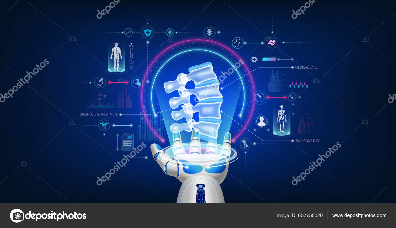 Futuristic Medical Cybernetic Robotics Technology Human Backbone Disc ...