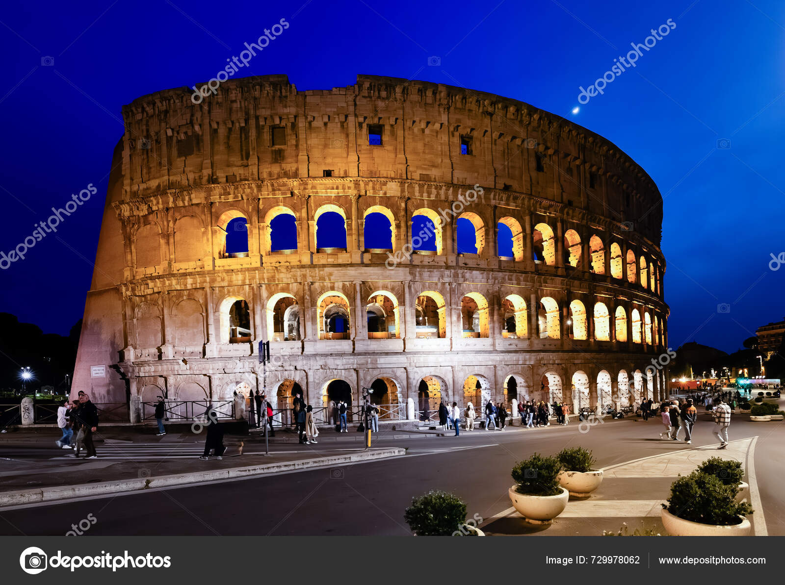 Rome Italy April 2024 View Roman Coliseum Rome Tourists Crowding ...