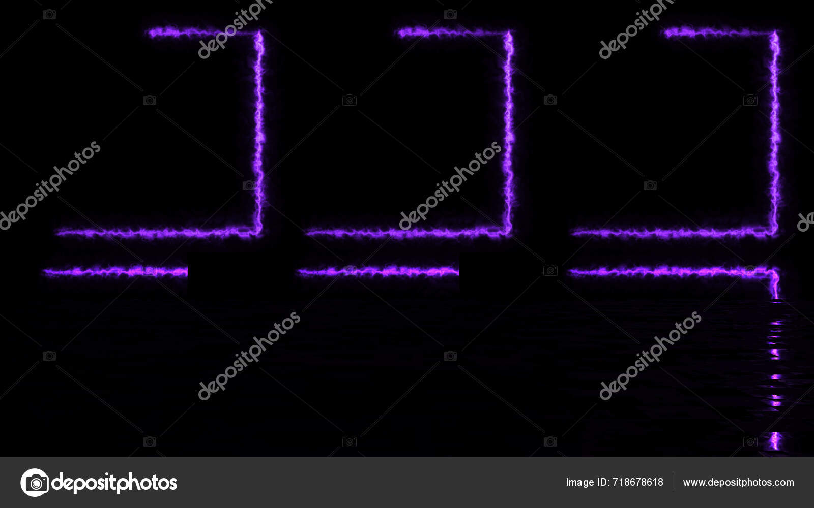 Three Fire Burning Square Frames Moving Glowing Black Its Reflection ...